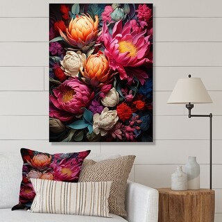 Designart "Rustic Ruby Flower Impression I" Flowers Wall Décor Pink - Traditional Canvas Wall ...